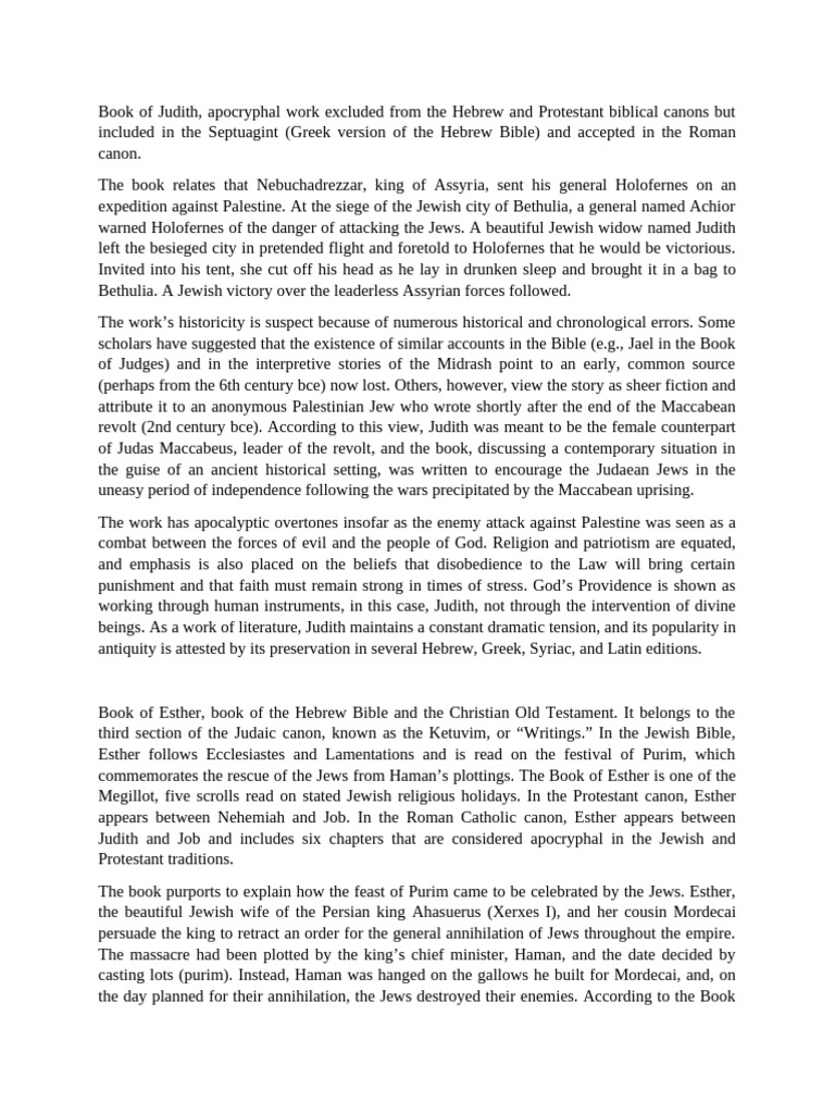 Book of Judith | PDF | Esther | Book Of Esther
