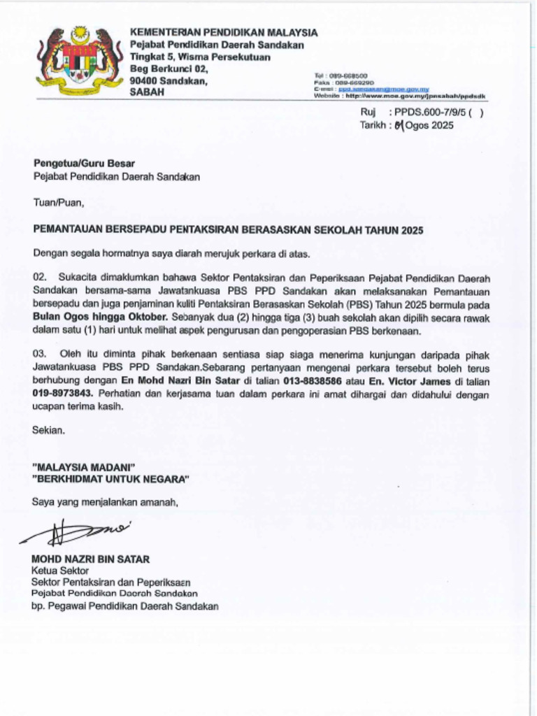 PB Pbs 2025 PPD Sandakan | PDF