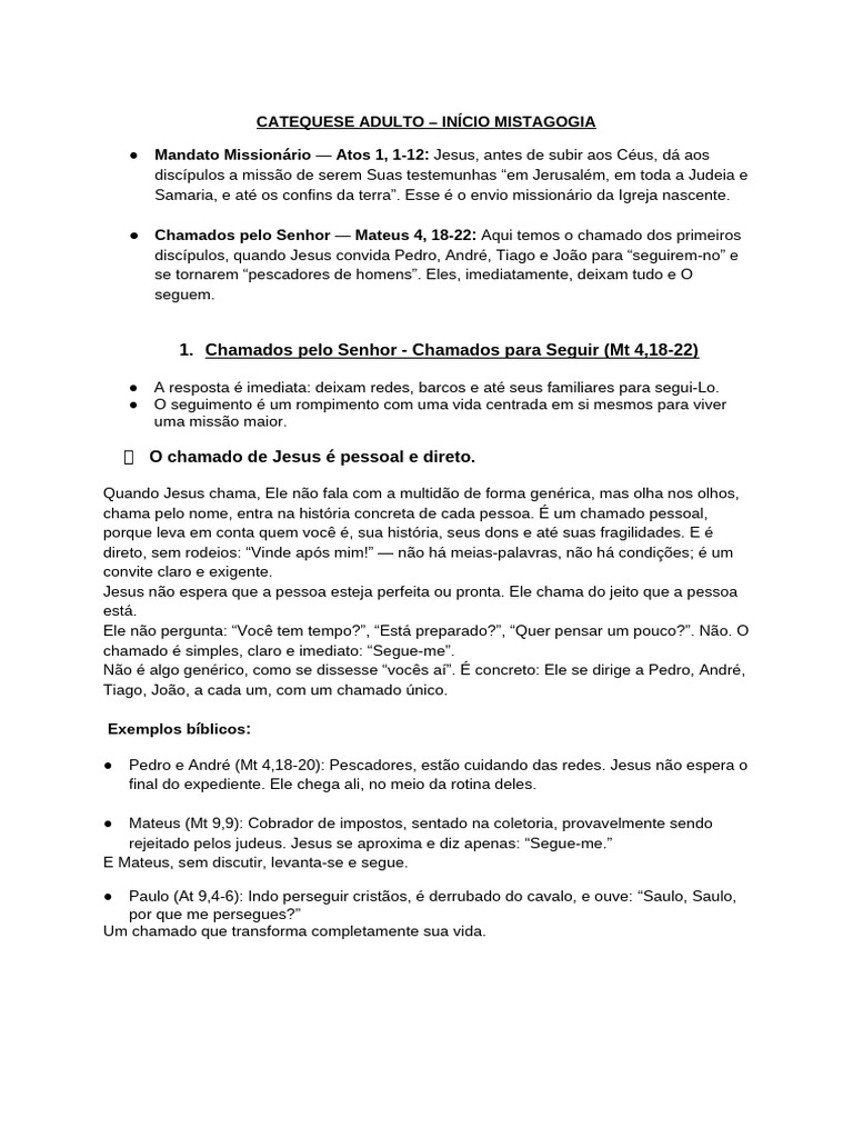 INÍCIO MISTAGOGIA - CATEQUESE | PDF | Jesus | Espírito Santo (religião)