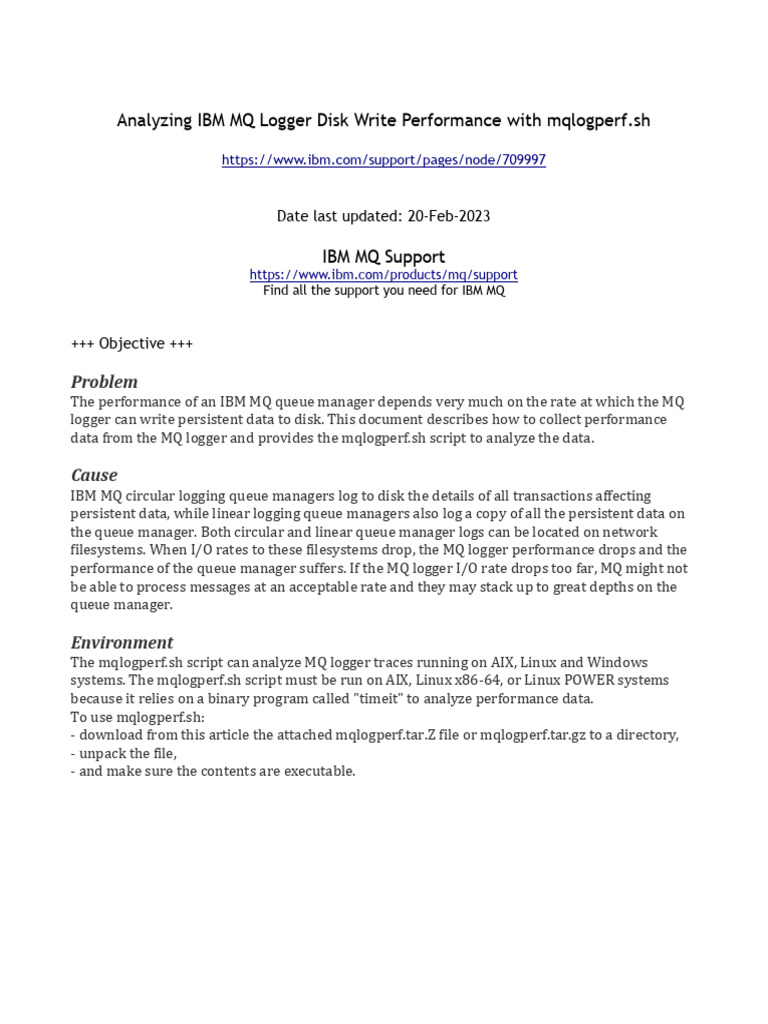 IBM MQ Logger Performance Analysis Tool | PDF | File System | Computer ...