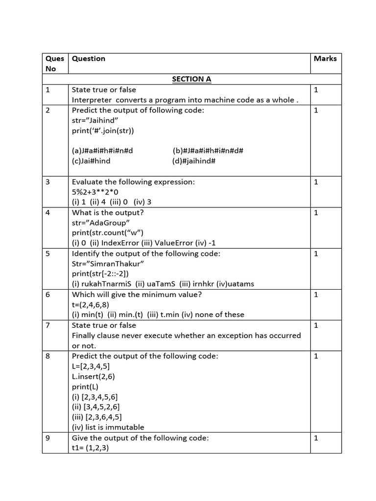 Practice Set 2 Python Class XII | PDF | Software Development | Computer ...