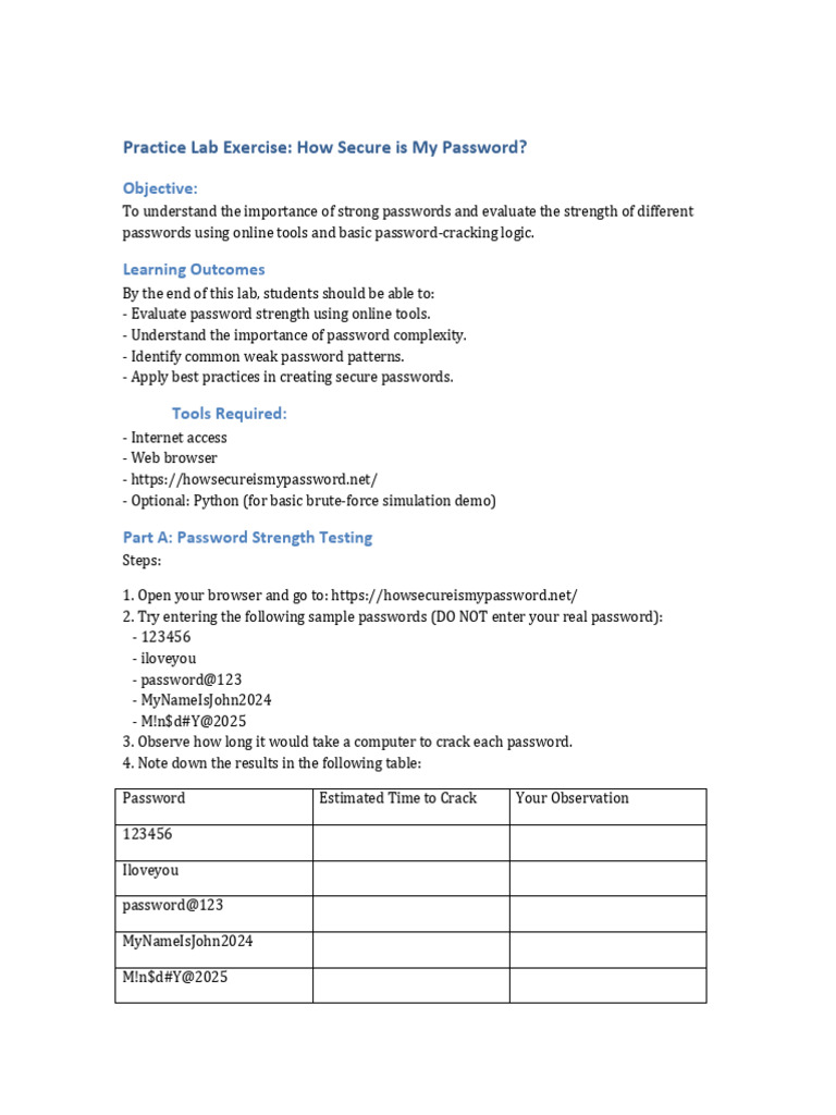 How Secure Is My Password Lab | PDF | Password | Computing