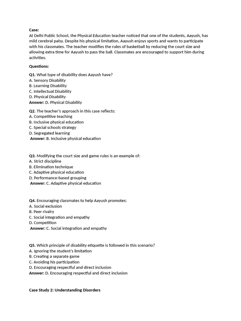 Case Study-Based Questions | PDF | Attention Deficit Hyperactivity ...