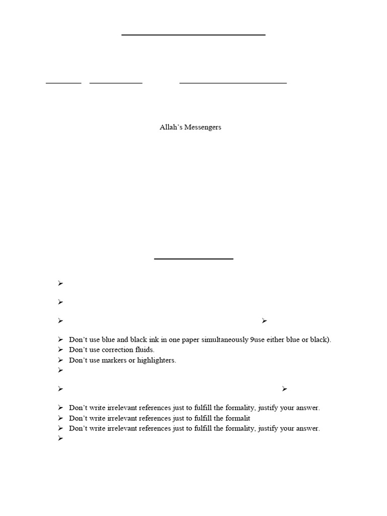 Islamiyat Paper Pattern 0493/01 Guide | PDF | Surah | Quran