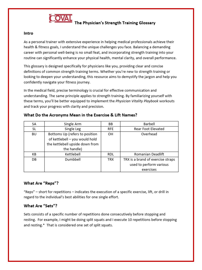 Physician's Strength Training Terms Guide | PDF | Strength Training ...