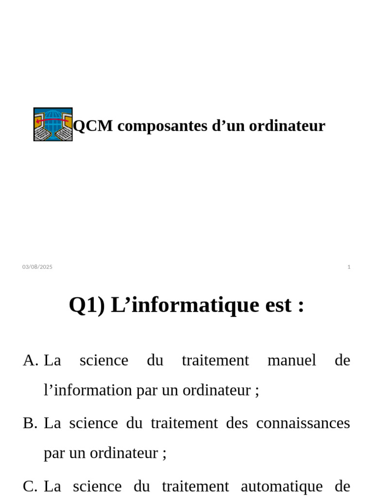 QCM-notions en informatique | PDF | Microsoft Word | Informatique