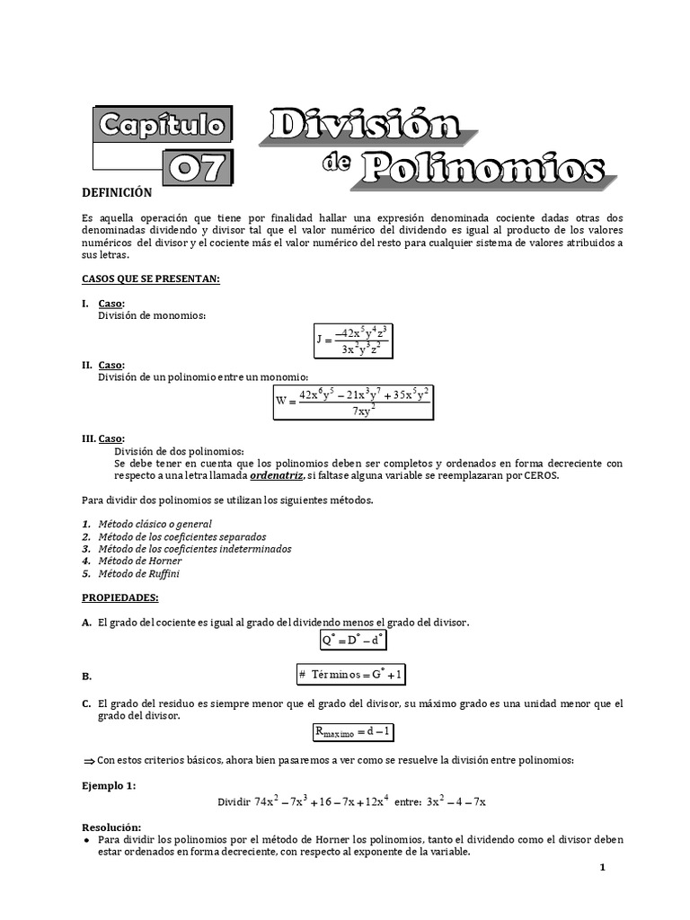 02 Algebra Capitulo 6-7 | PDF | División (Matemáticas) | Análisis numérico
