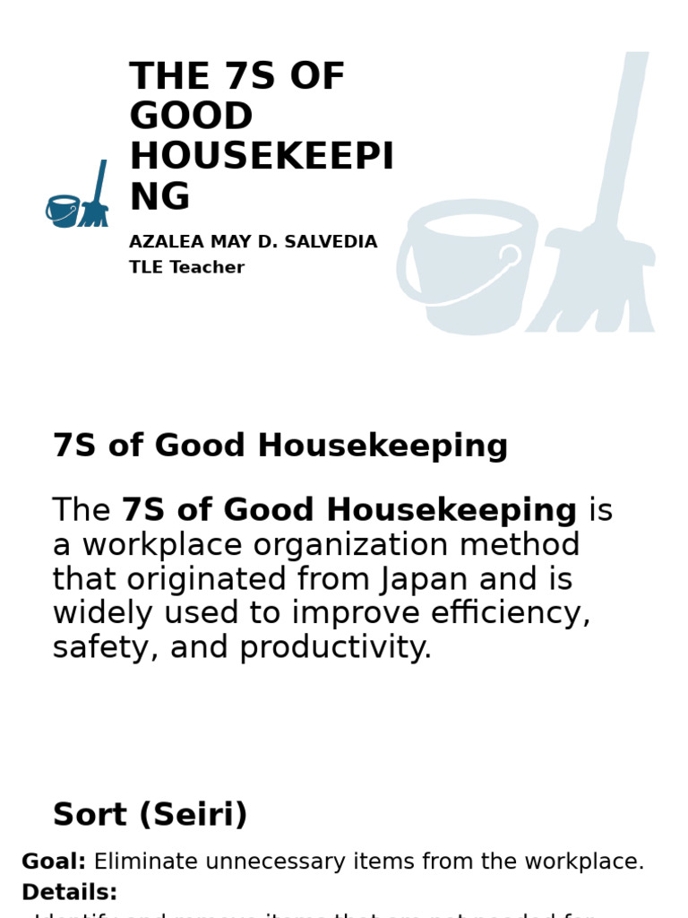 7S Principles for Workplace Housekeeping | PDF | Food Safety | Personal ...