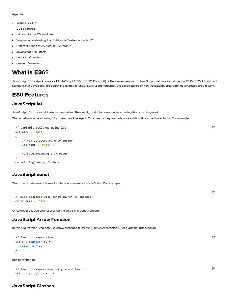 05 - ES Modules and Libraries | PDF | Java Script | Constructor (Object ...