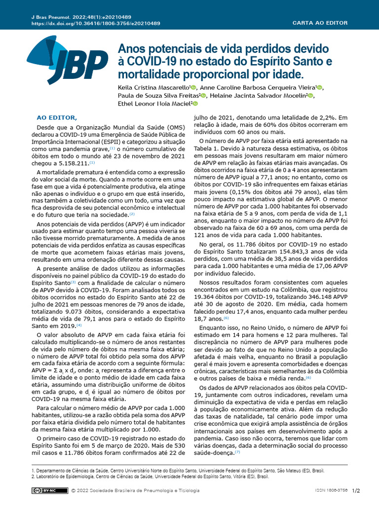 Anos+Potenciais+de+Vida+Perdidos+Devido+%C3%A0+COVID 19+No+Estado+Do ...