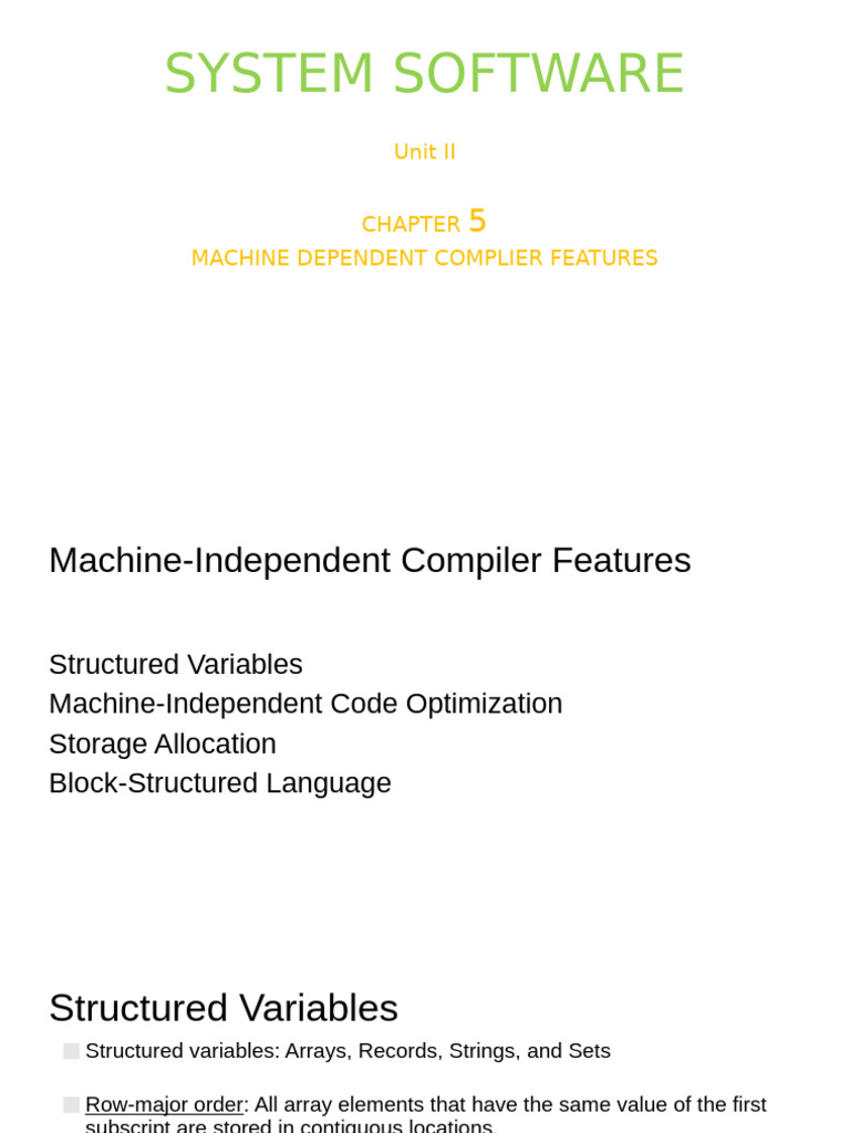 Machine-Independent Compiler Features | PDF | Variable (Computer ...