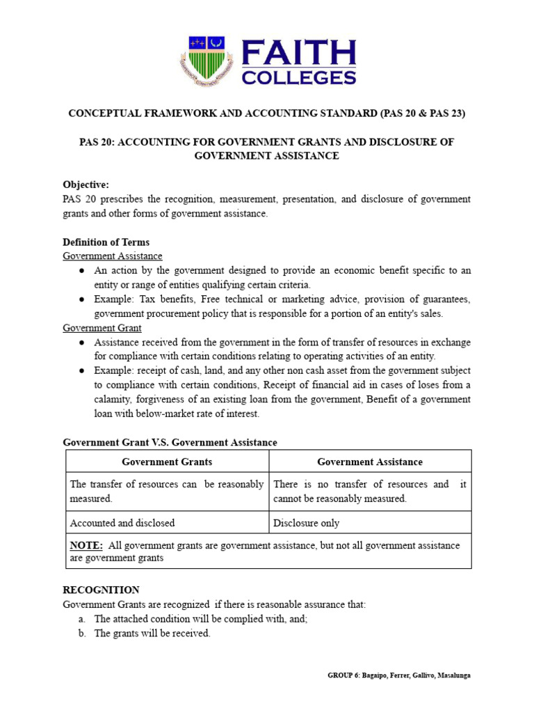 PAS 20 & 23: Accounting Standards Overview | PDF | Income | Expense