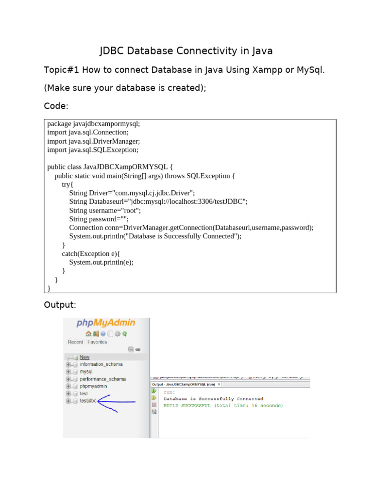 JDBC Database Connectivity in Java | PDF