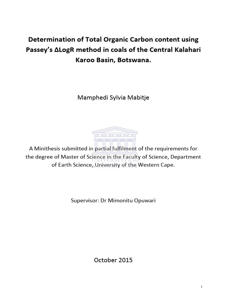 Total Organic Carbon in Kalahari Coal | PDF | Coal | Bituminous Coal
