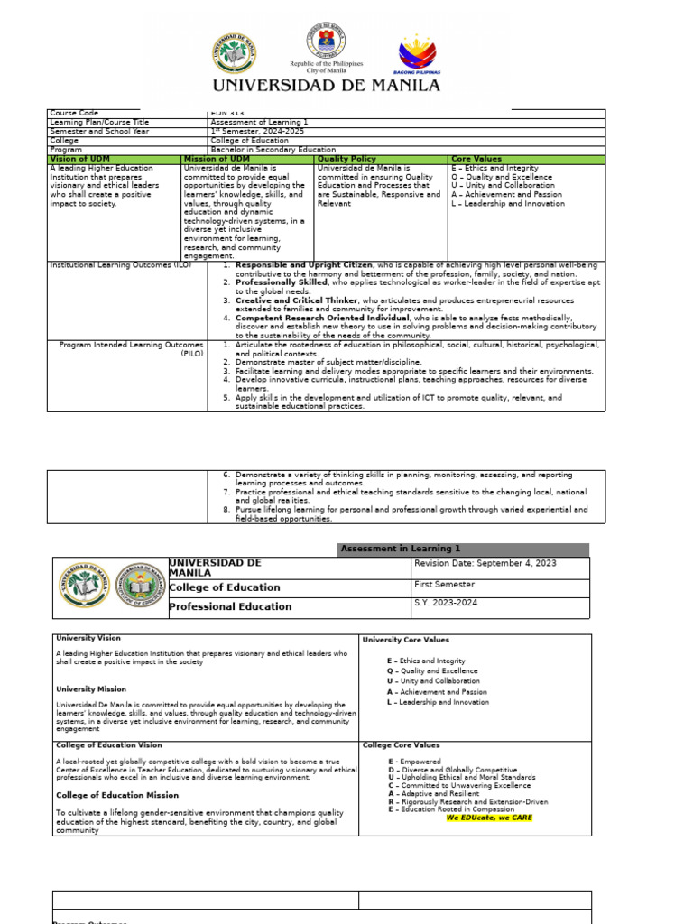Edn 313 Assessment in Learning 1 | PDF | Educational Assessment | Learning