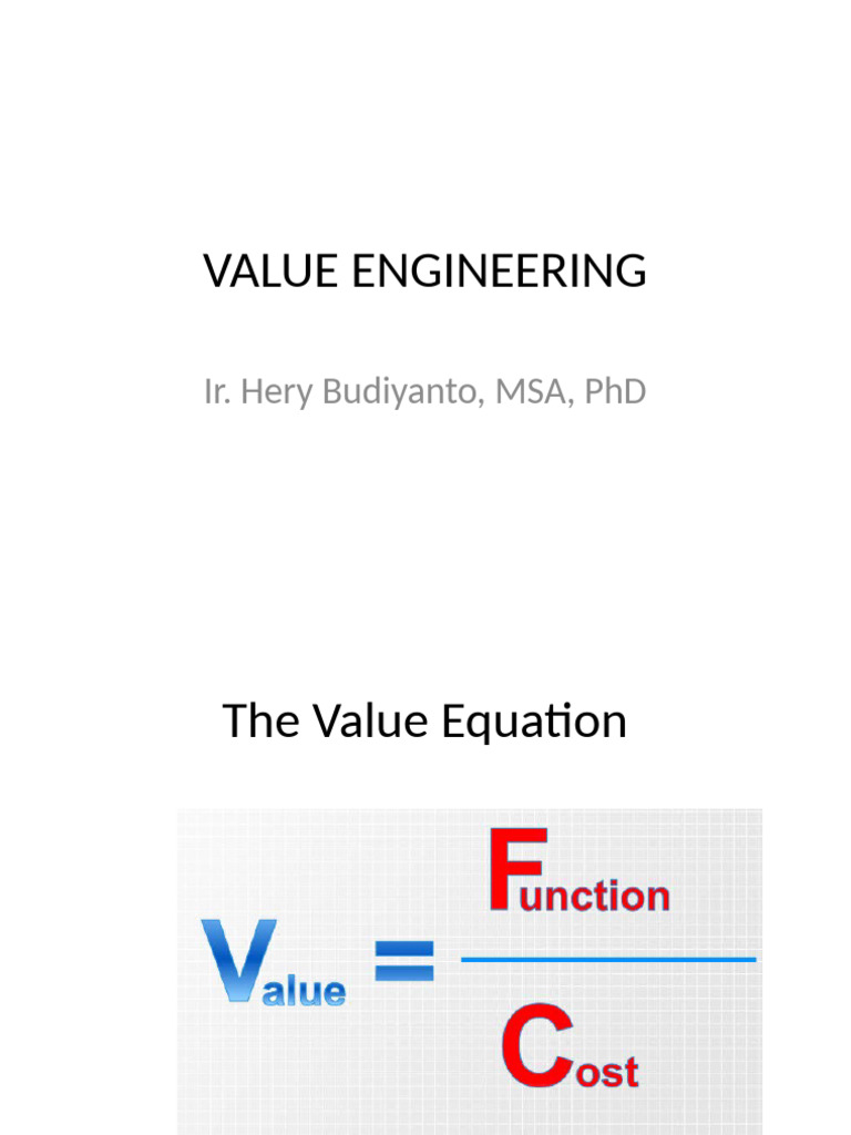 Value Engineering Bagian 1 | PDF