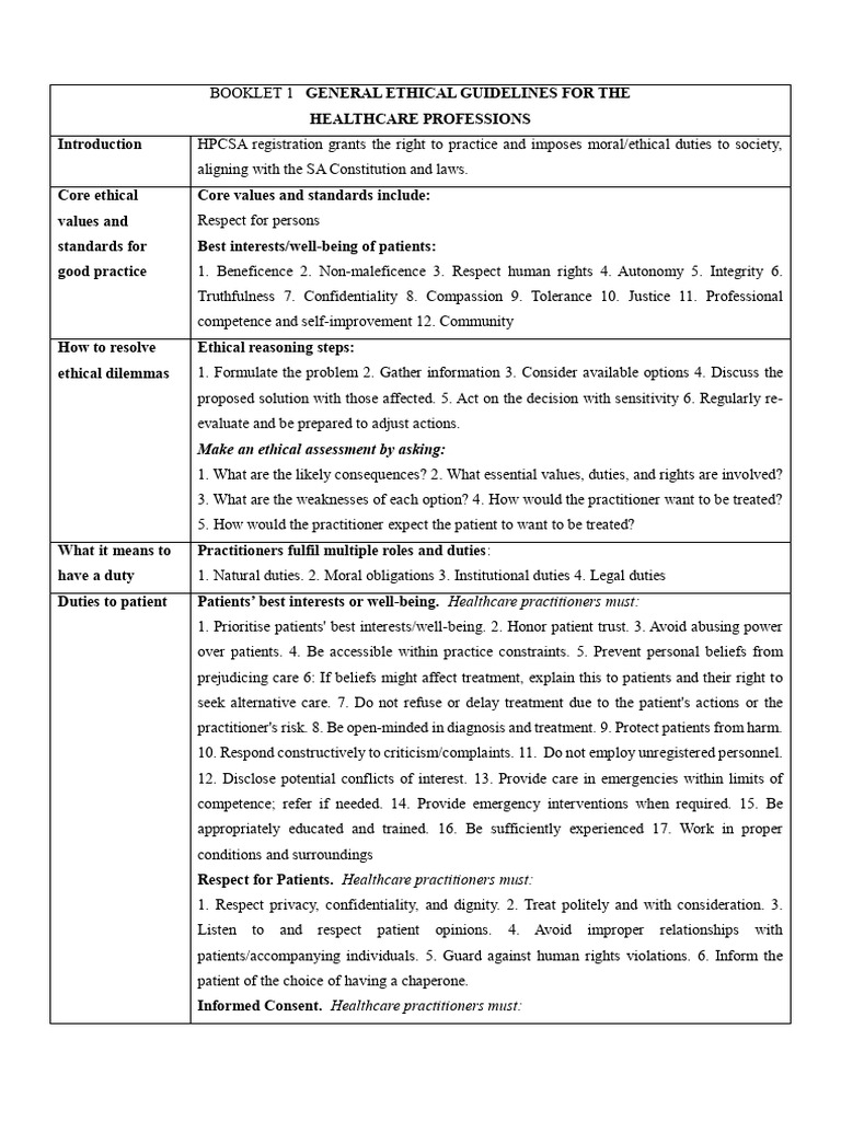 Ethics Booklet 1 Summary | PDF | Informed Consent | Confidentiality