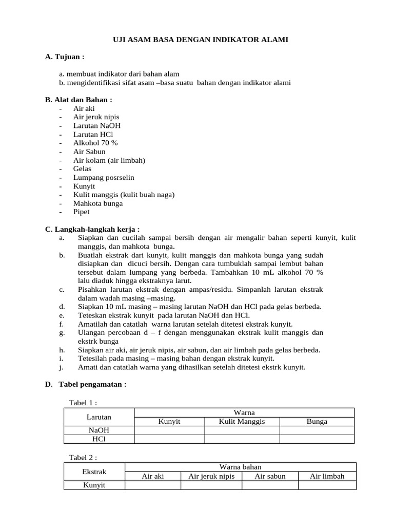 Indikator Alami untuk Uji Asam Basa | PDF