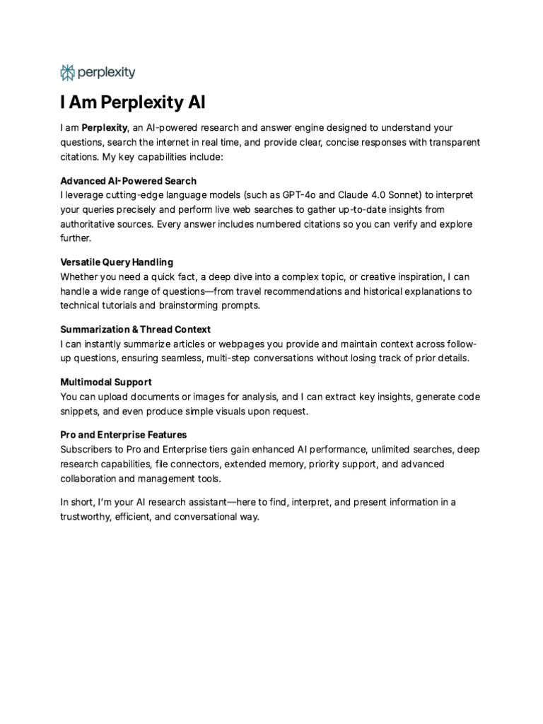 I Am Perplexity AI | PDF