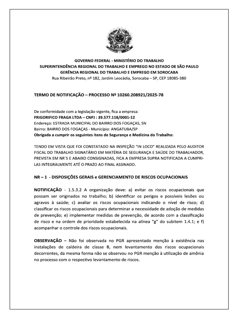 TN Frigorifico Fraga Assinado | PDF