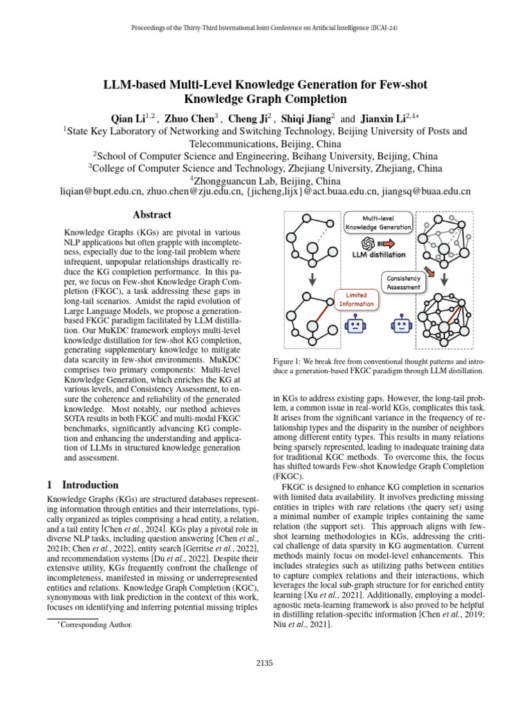 LLM-based Multi-Level Knowledge Generation For Few-Shot Knowledge Graph Completion | PDF ...