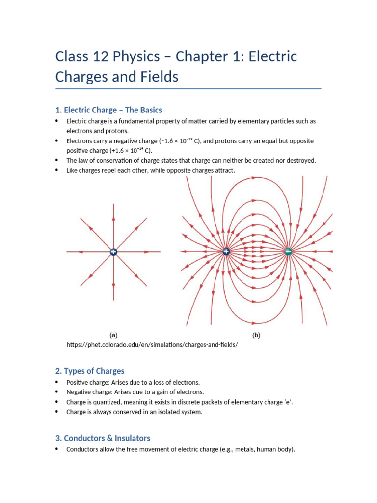 Class 12 Physics: Electric Charges Overview | PDF | Electric Charge ...