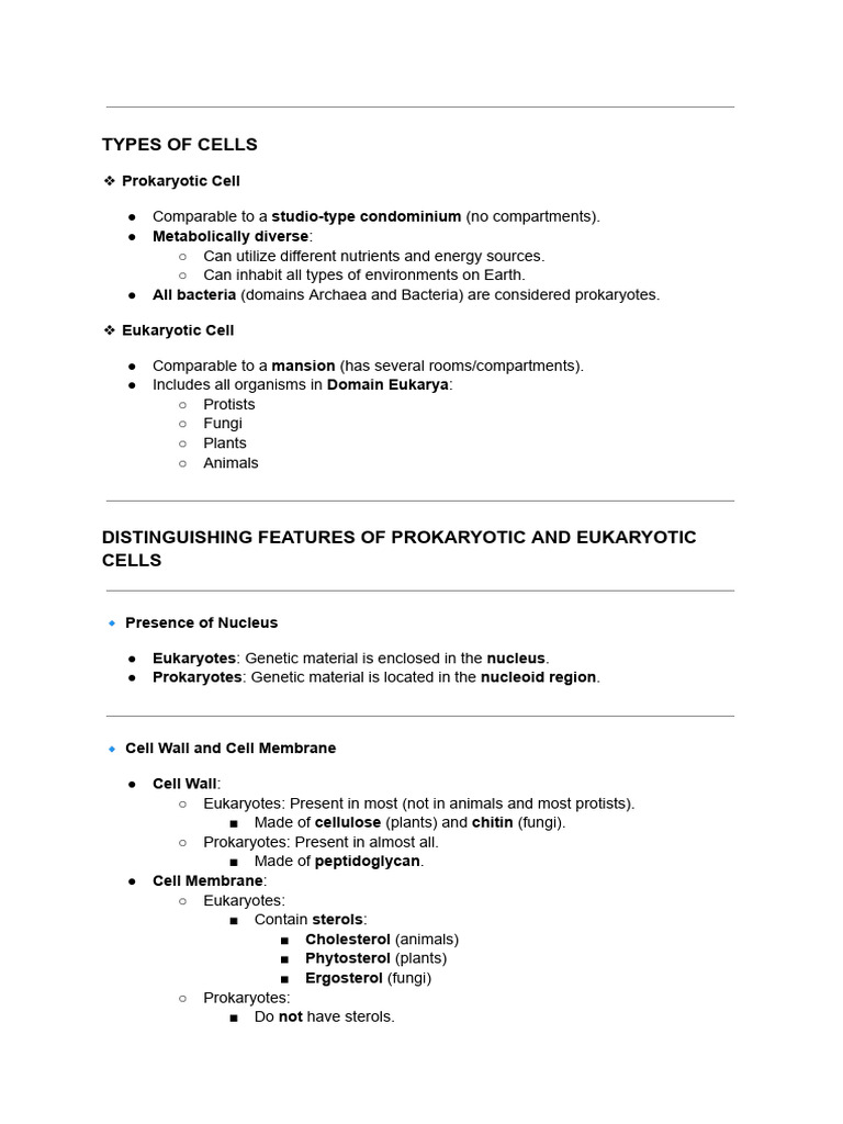 Prokaryotic vs Eukaryotic Cells Explained | PDF | Eukaryotes | Cell ...