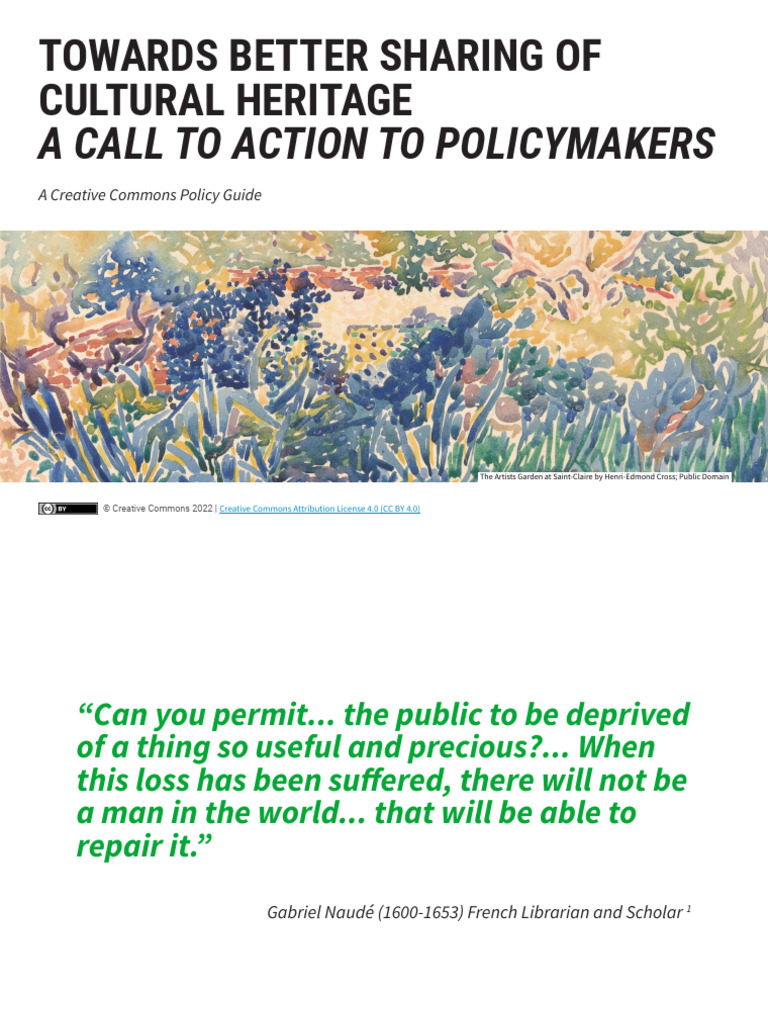Towards Better Sharing of Cultural Heritage - A Creative Commons Call ...