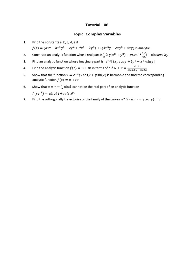 Complex Variables Analytic Functions Guide | PDF