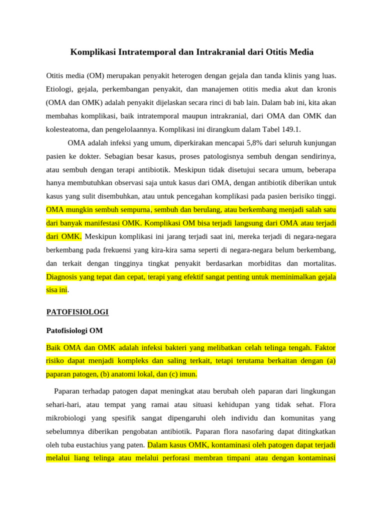 Komplikasi Intratemporal Dan Intrakranial Dari Otitis Media Ok | PDF