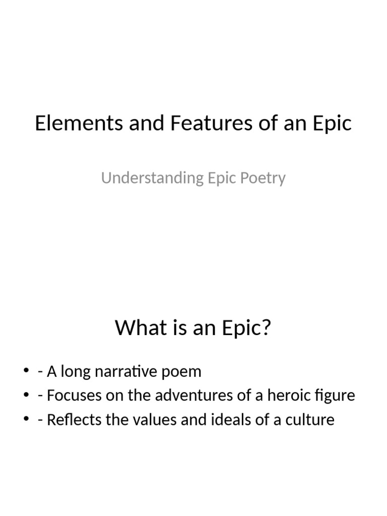 Key Elements of Epic Poetry | PDF