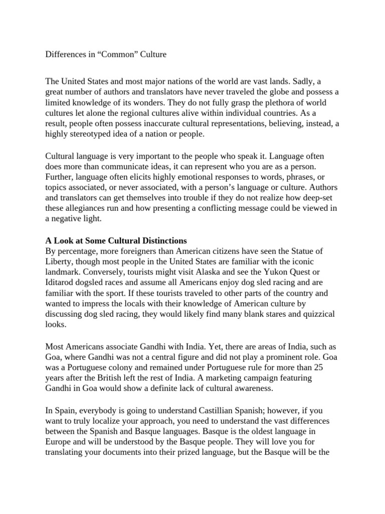 Understanding Cultural Differences in Translation | PDF | Translations ...