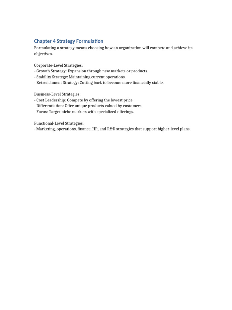 Chapter 4 Strategy Formulation | PDF