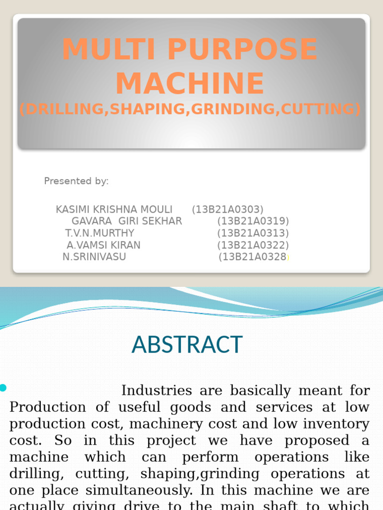 Multi-Purpose Machine for Various Operations | PDF