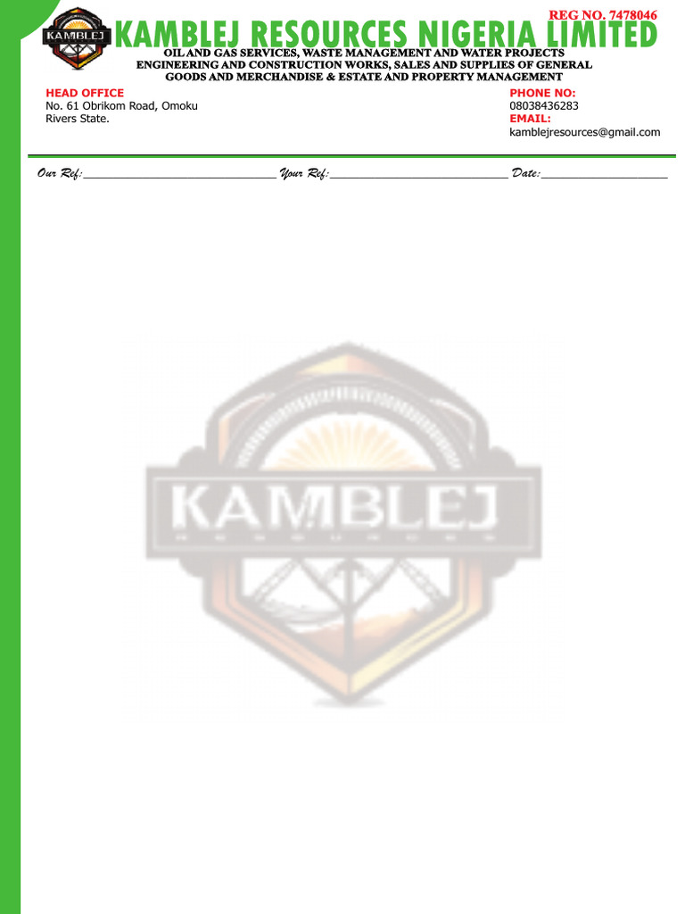 Kamblej Resources Letter Headed Paper | PDF