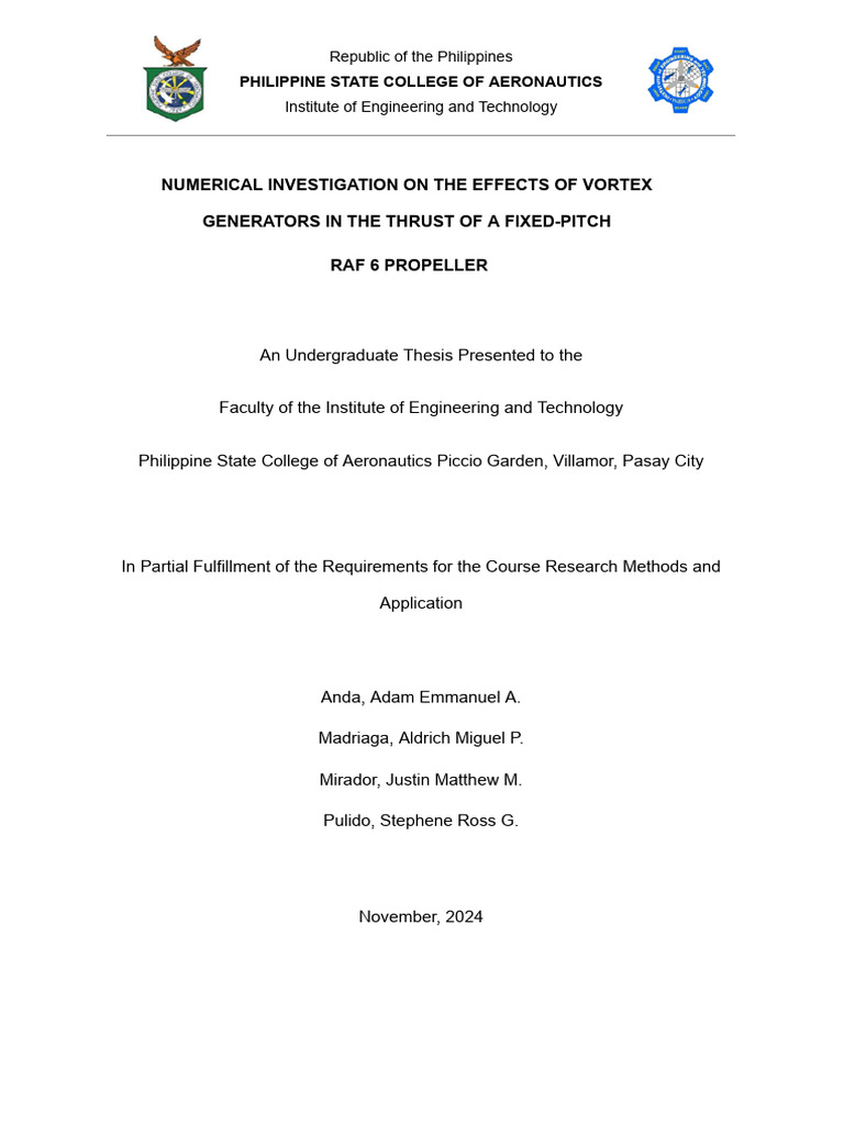 Title 1 NUMERICAL INVESTIGATION ON THE EFFECTS OF VORTEX GENERATORS IN ...