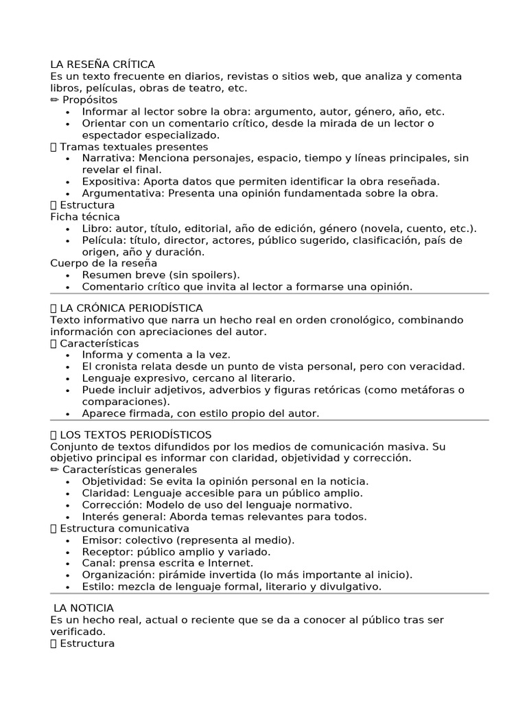Reseña Critica, Cronica Periodistica, Textos Periodicos | PDF | Autor ...