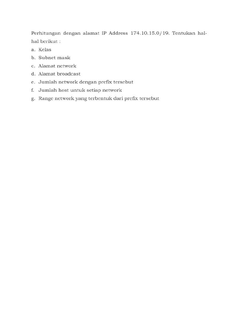 Latihan SOAL Perhitungan IP Address | PDF