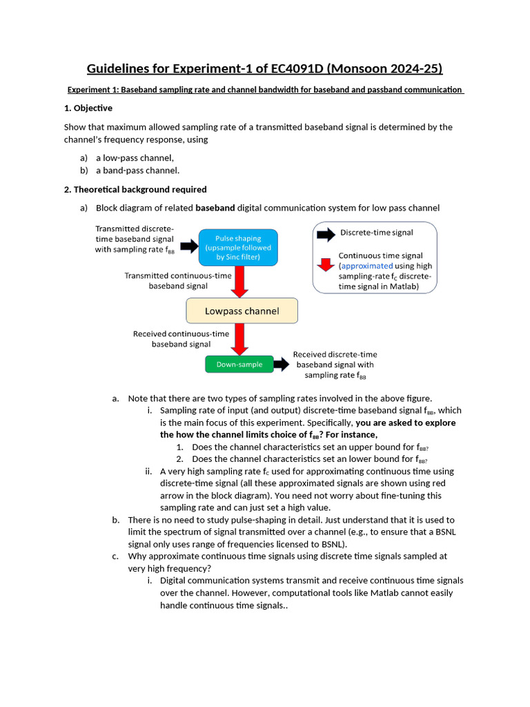 Experiment 1 Guidelines | PDF | Low Pass Filter | Sampling (Signal Processing)