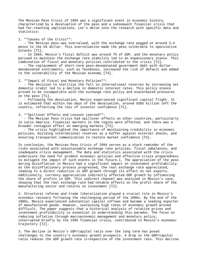 1994 Mexican Peso Crisis Overview | PDF | Inflation | Currency ...