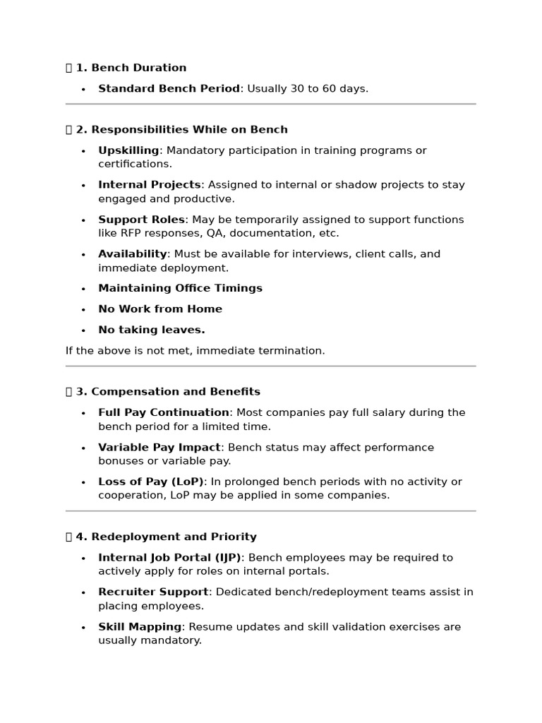 Bench Policy | PDF
