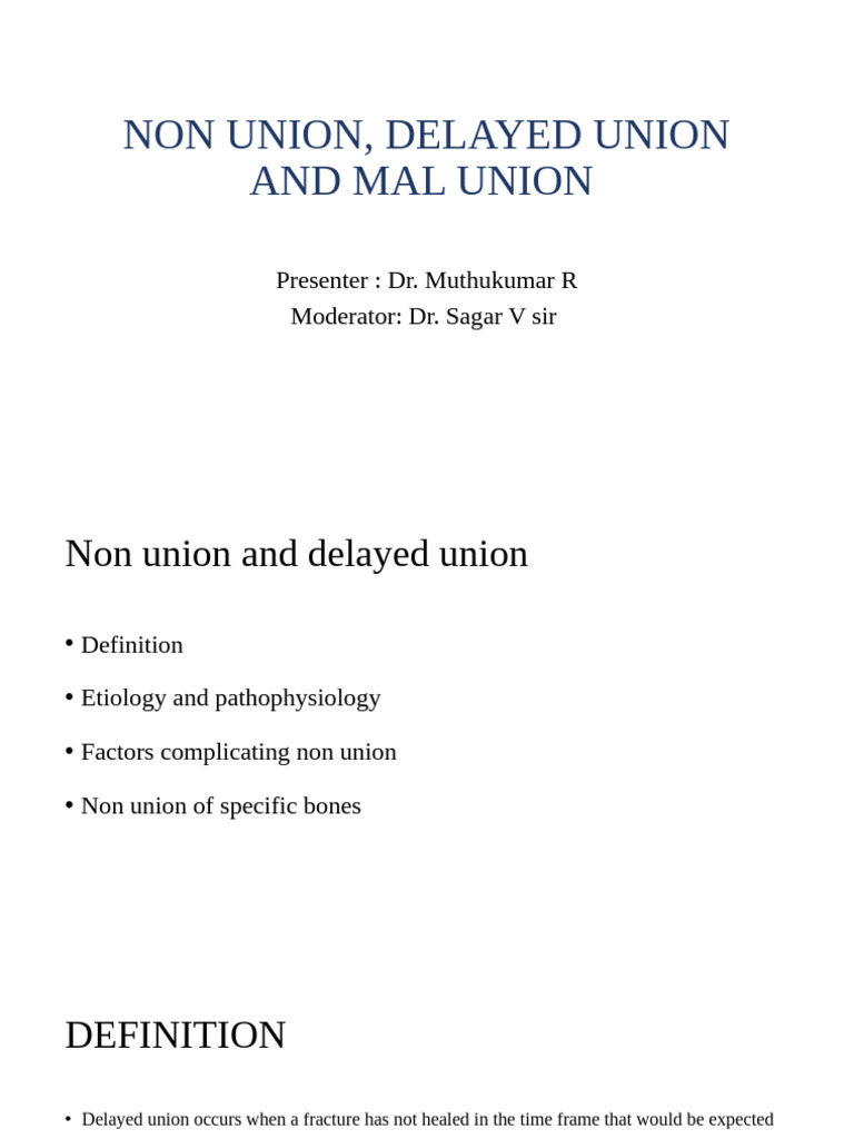 Non Union Delayed Union Adn Malunion | PDF | Knee | Skeletal System