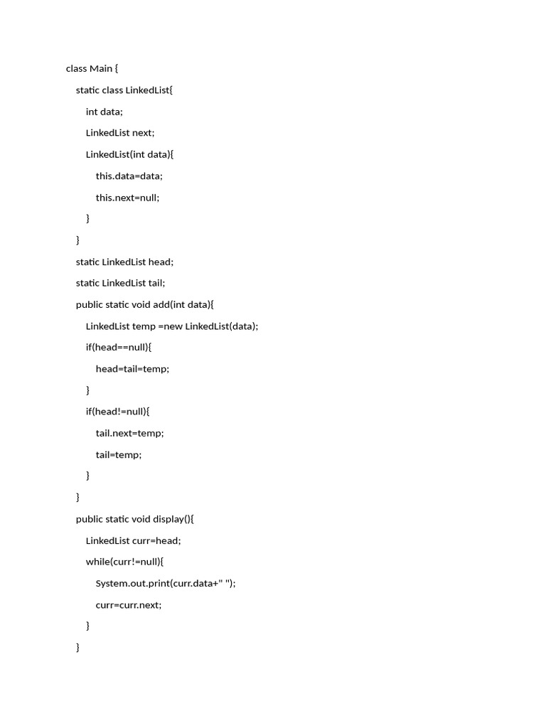 Java LinkedList Operations Example | PDF