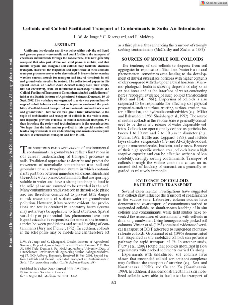 Vadose Zone Journal - 2004 - Jonge - Colloids and Colloid Facilitated ...