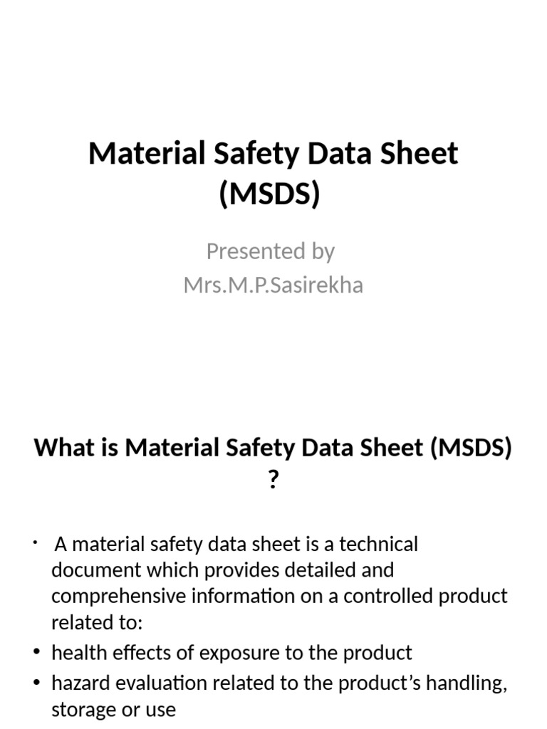Understanding Material Safety Data Sheets | PDF | Safety | Occupational ...