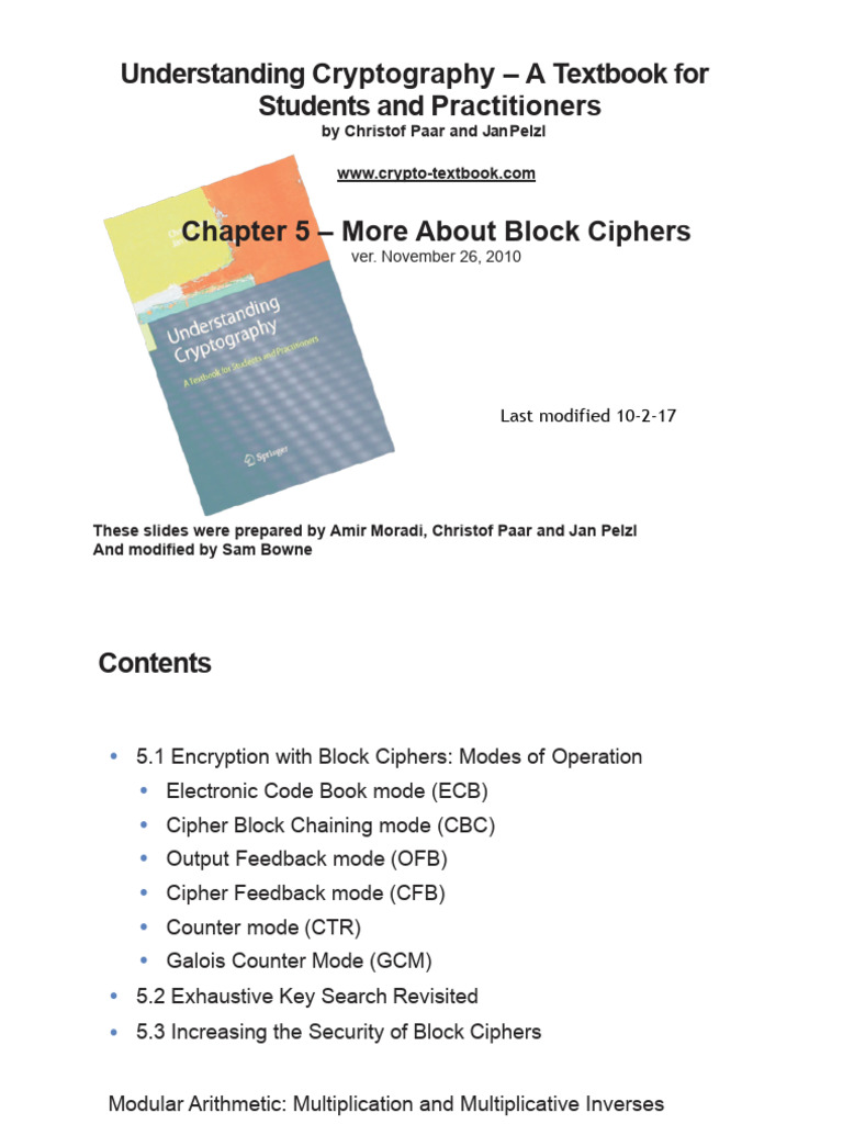 Chapter 4B - More About Block Ciphers | PDF | Encryption | Cryptography