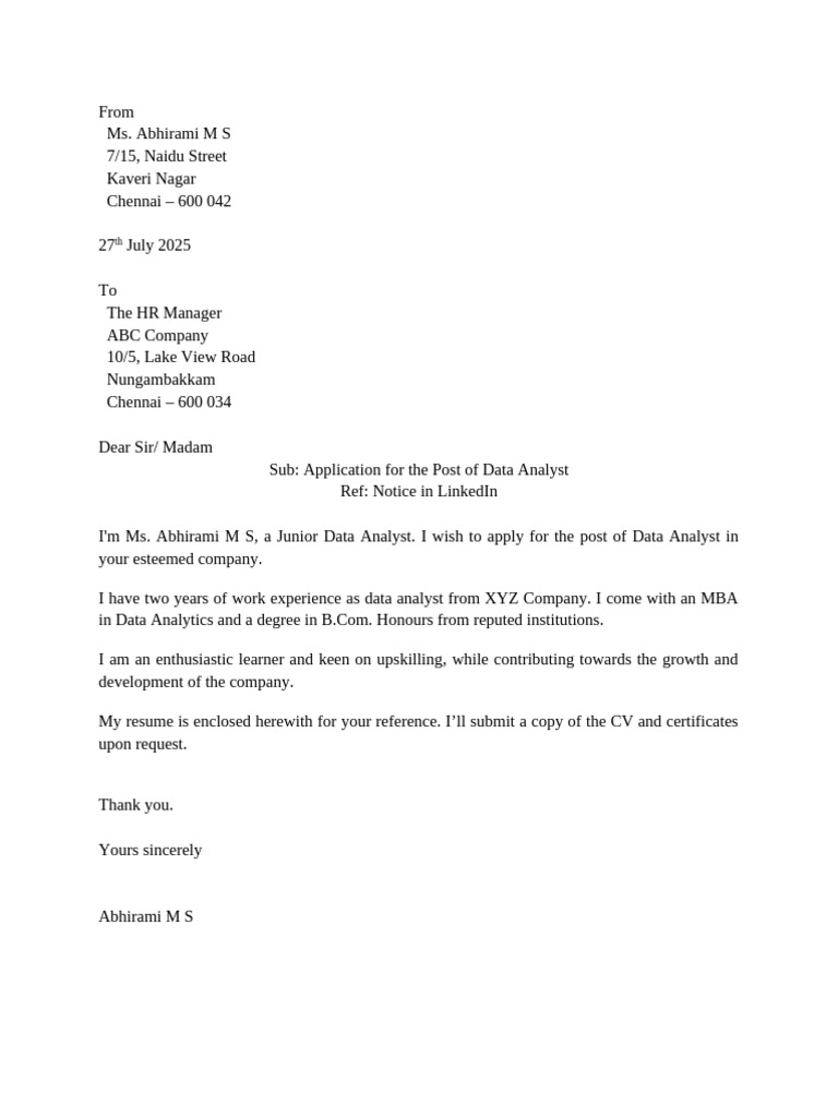 Application Letter Format | PDF