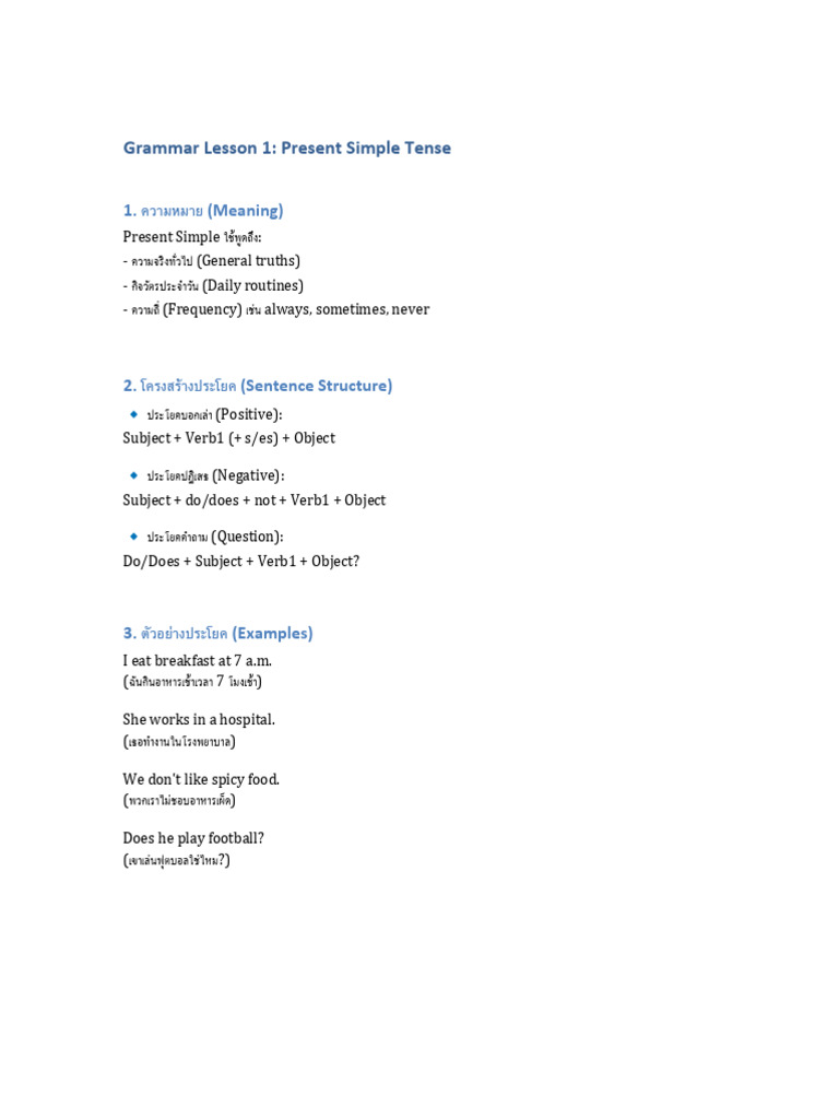 Present Simple Tense Lesson | PDF