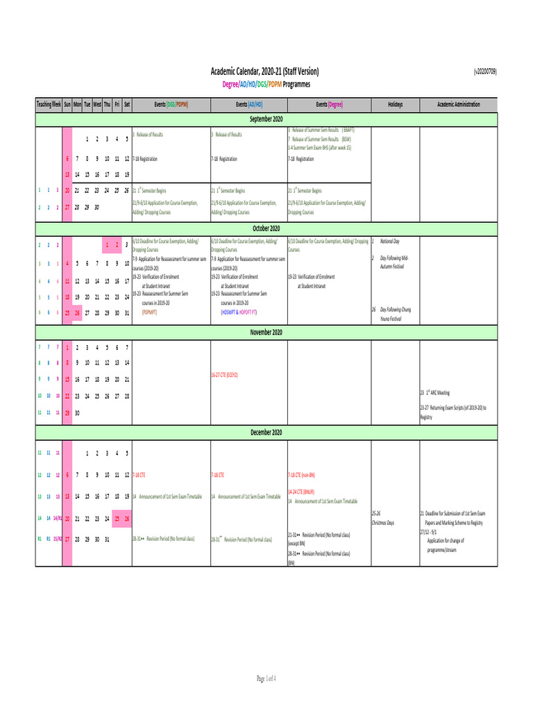 Academic Calendar 2020-21 | PDF | Academic Term | Educational Institutions