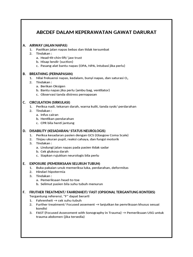 ABCDEF Dalam Keperawatan Gawat Darurat | PDF